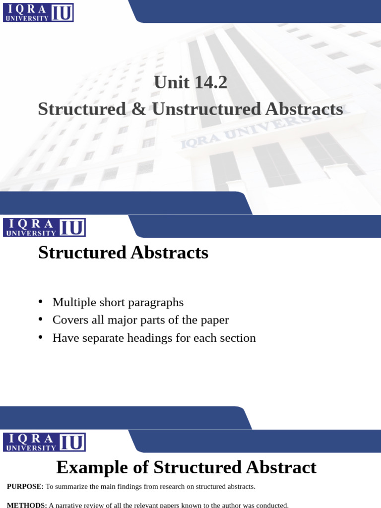 Unit 14.2 - Structured and Unstructured Abstracts | PDF | Abstract ...