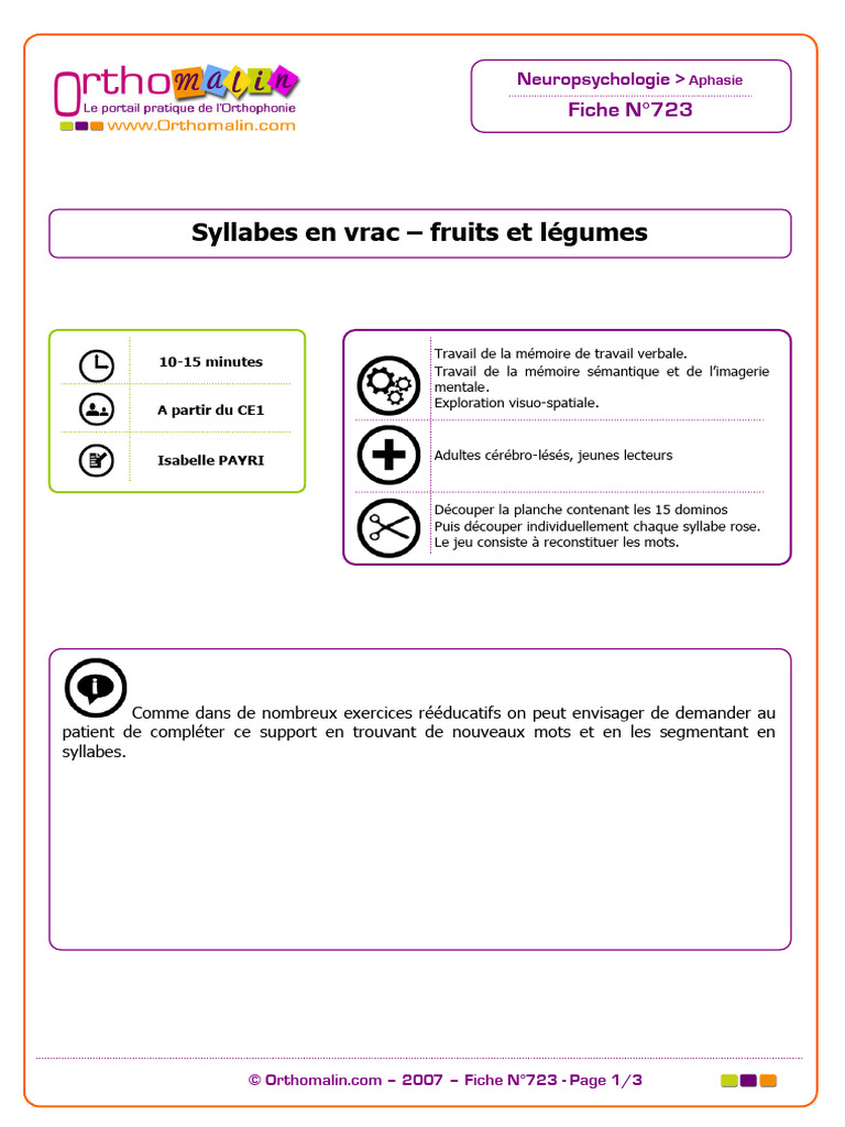 Syllabes en Vrac - Fruits Et Légumes: Fiche N°723 | PDF | Cuisine végan ...