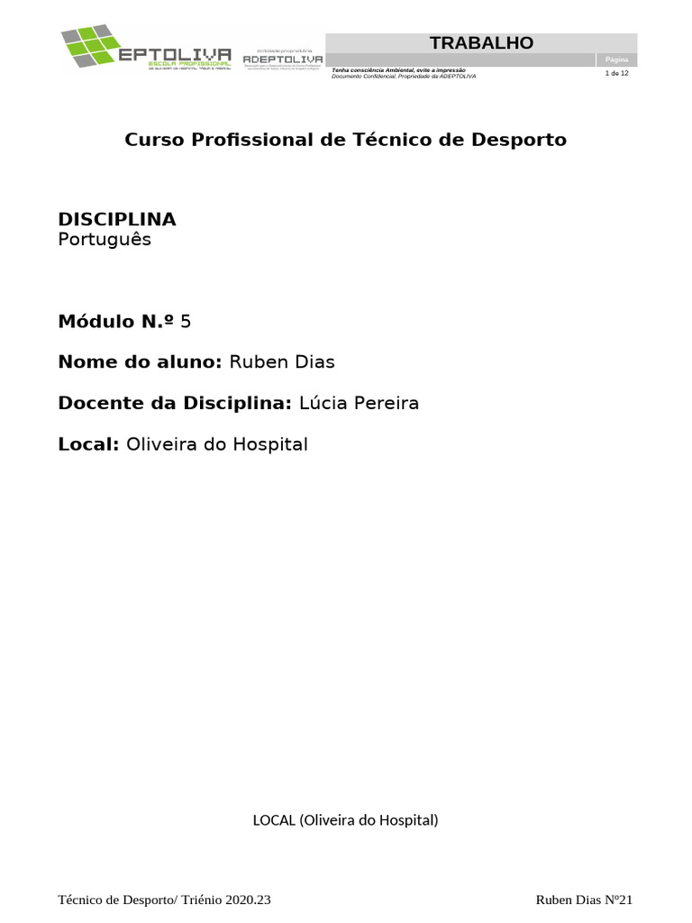 Trabalho de Portugues Modulo 5 | PDF