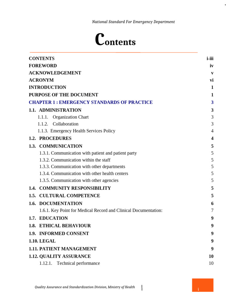 Emergency Department Standards Guide | PDF | Emergency Department ...