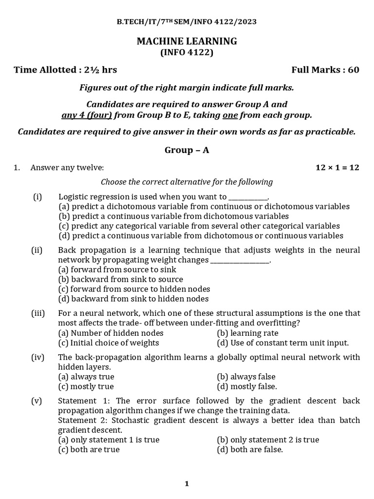 Machine Learning - Info 4122 - 2023 | PDF | Support Vector Machine | Algorithms And Data Structures