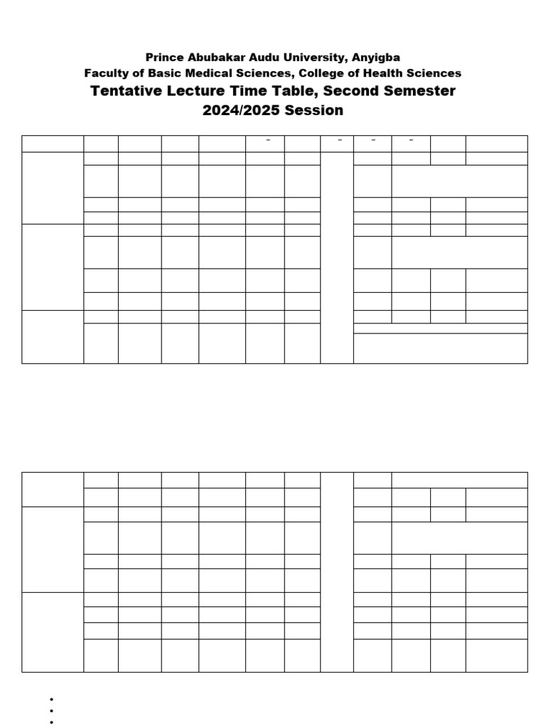 2025 Second Semester Lecture Timetable A | PDF | Health Sciences | Medicine
