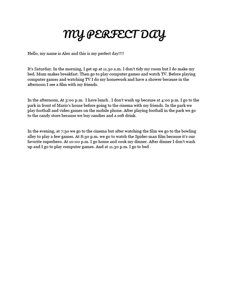 My Perfect Day | PDF