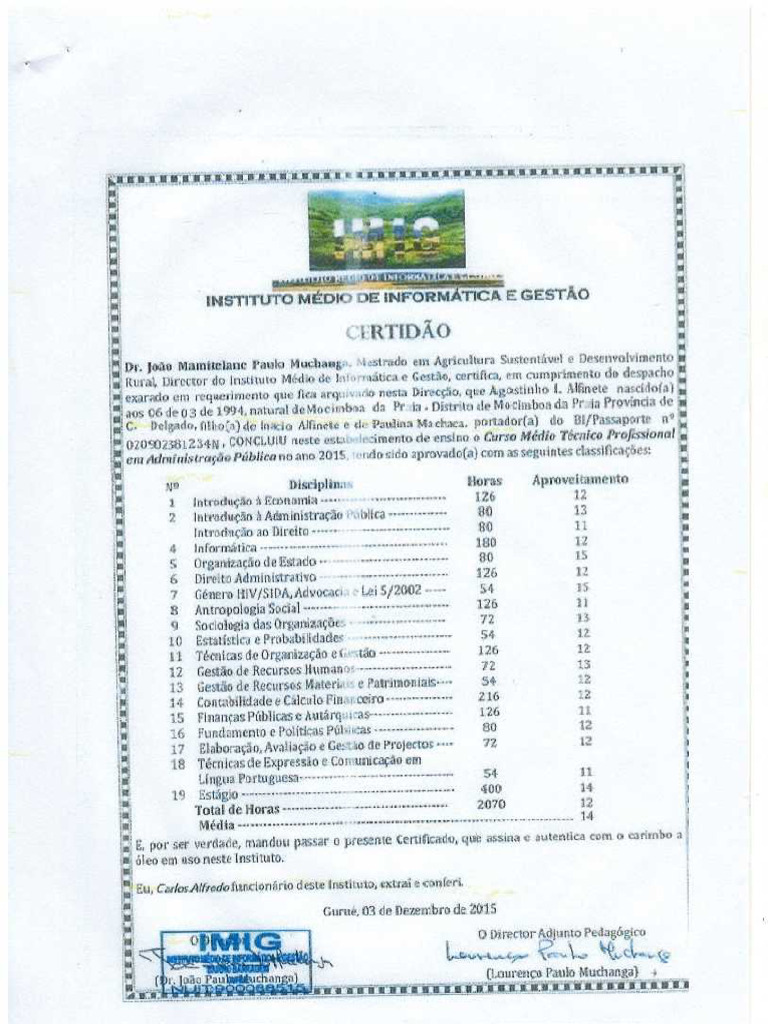 Certificate IMIG | PDF