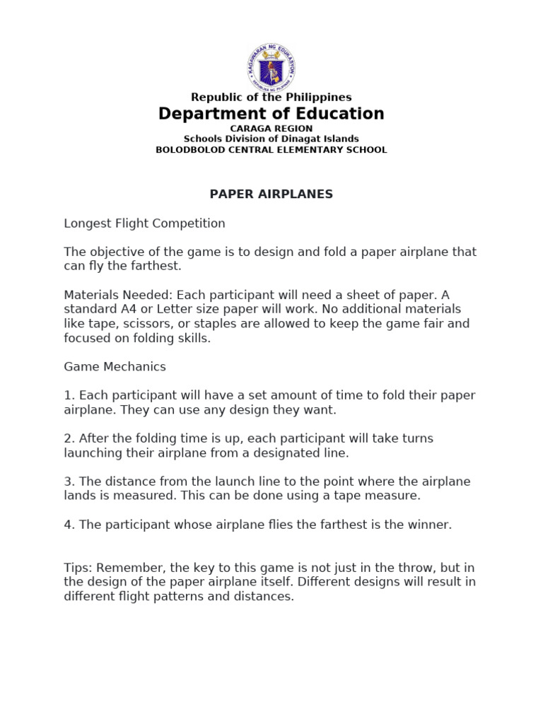 Paper Airplane-Grades 4-6 | PDF