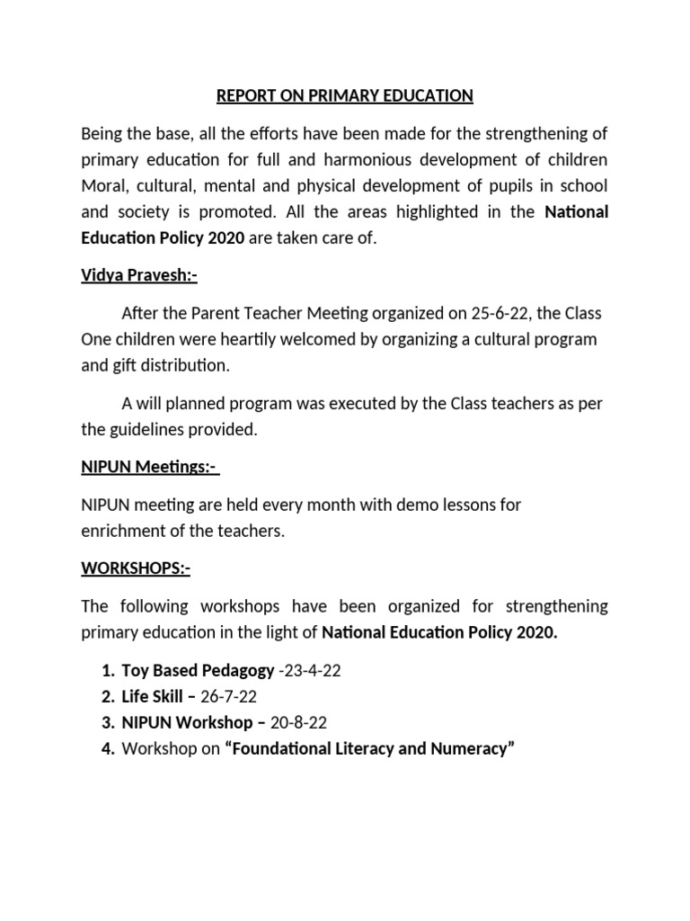 Primary Education | PDF