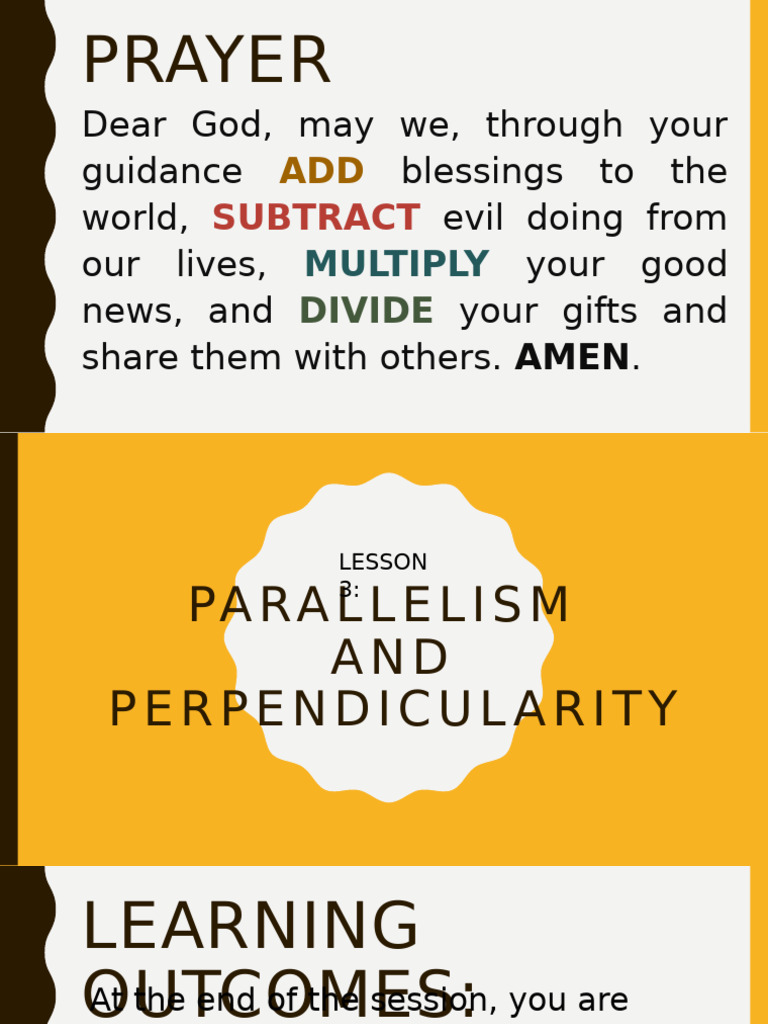 Lesson 3 Parallelism And Perpendicularity Pdf Euclidean Geometry Elementary Geometry