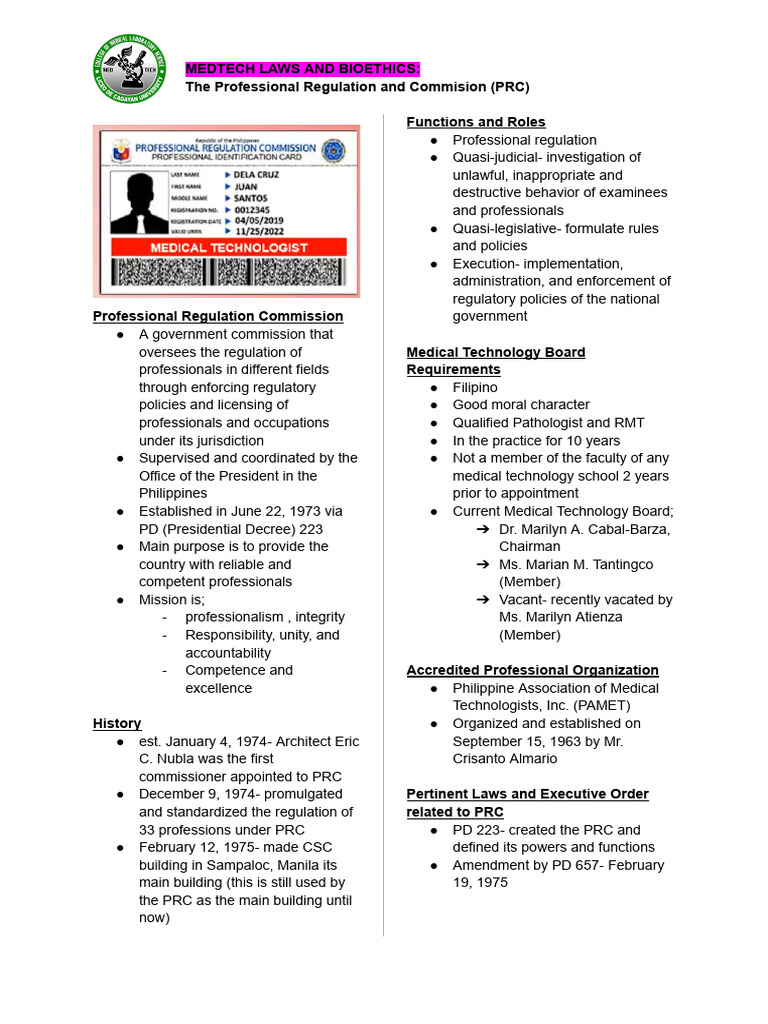 Overview of the Professional Regulation Commission | PDF