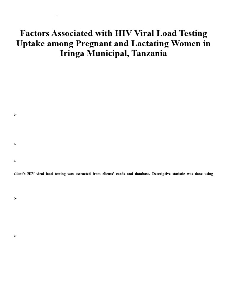 HIV Viral Load Testing in Pregnant Women | PDF | Hiv | Hiv/Aids