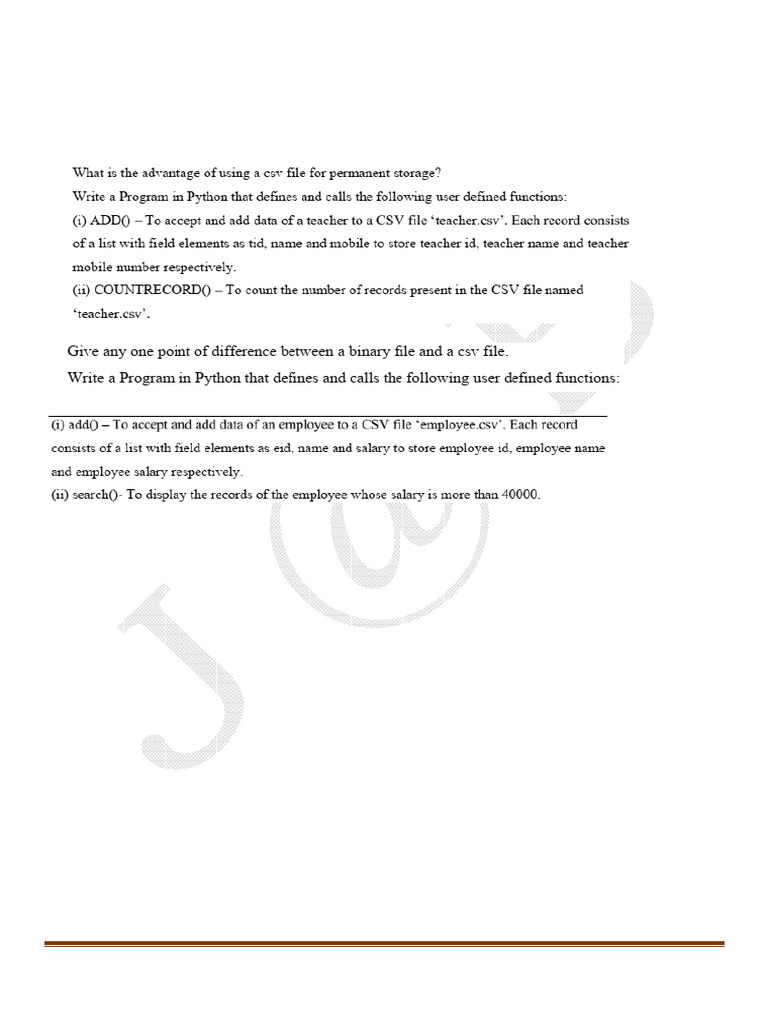 5 Data File Handling Worksheet 1 5 Marks Pdf Comma Separated Values User Computing