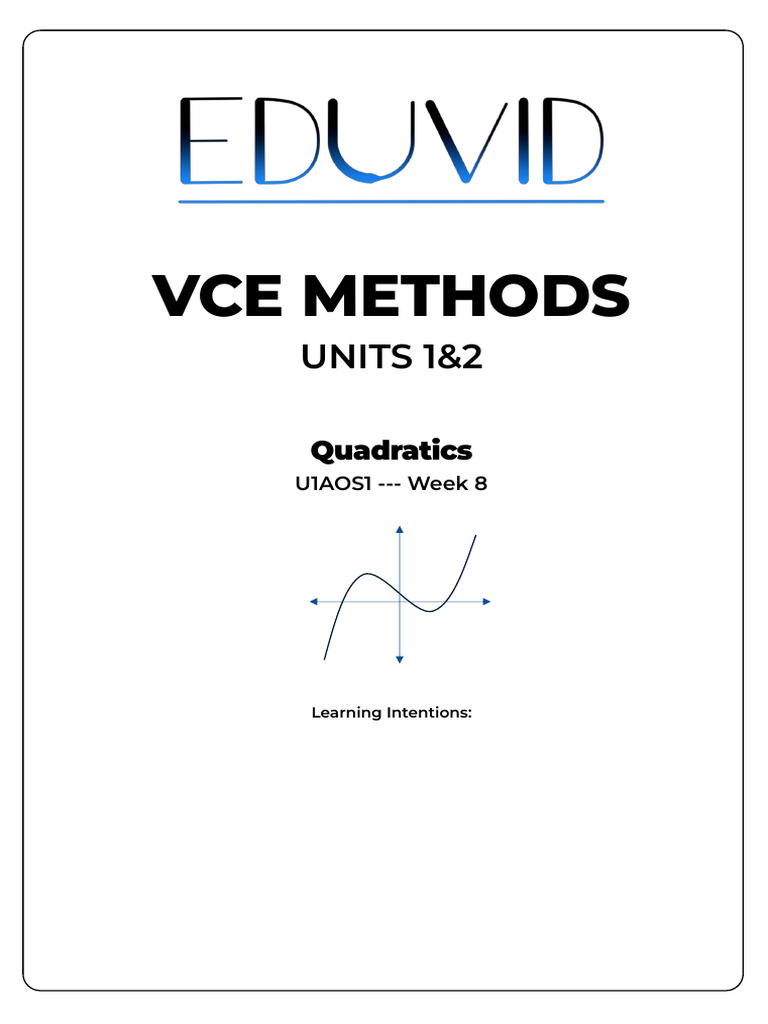 Vce Methods QB U1a1os2 v1 l4 | PDF | Quadratic Equation | Polynomial