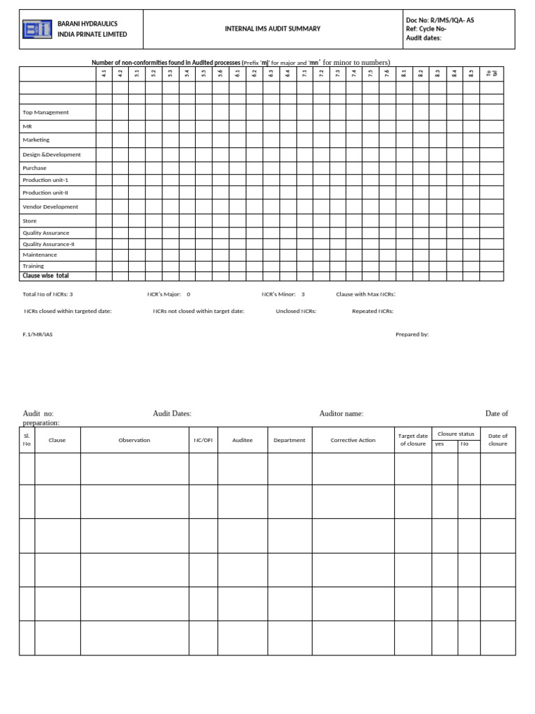 Audit summary format | PDF | Accounting | Business