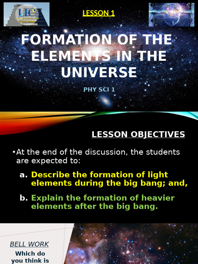 Lesson 1 Formation of Elements in The Universe 013349 | PDF | Stars ...