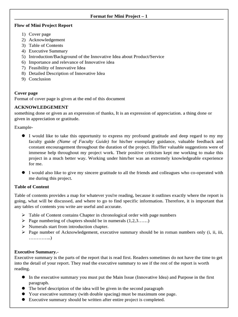 Format for Mini Project | PDF