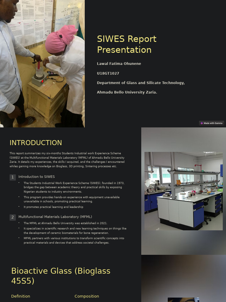 SIWES-Report-Presentation | PDF | 3 D Printing | Sintering