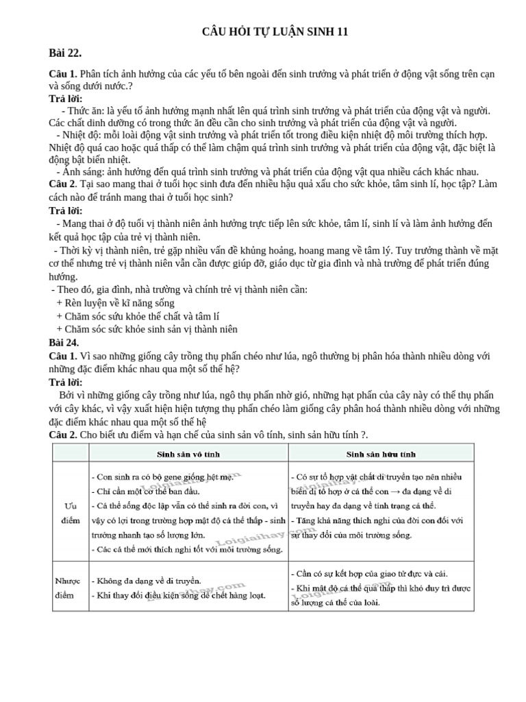 Câu Hỏi Tự Luận Kiểm Tra Thường Xuyên Lần 2 - HK2 | PDF