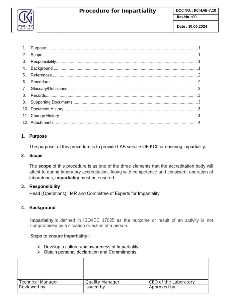 Procedure For Impartiality | PDF | Audit | Committee