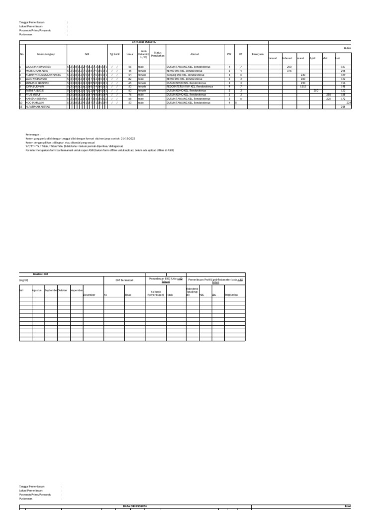 REGISTER DM,HT, SKRINING DESA RENDORATERUA | PDF