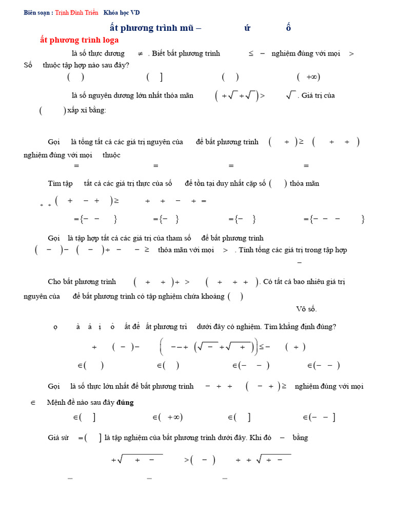 Bai Tap Bat Phuong Trinh Mu Logarit Co Tham So | PDF