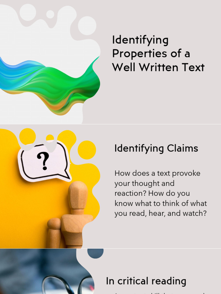 4RT QUARTER READING AND WRITING Identifying Properties of A Well Written Text | PDF | Argument ...