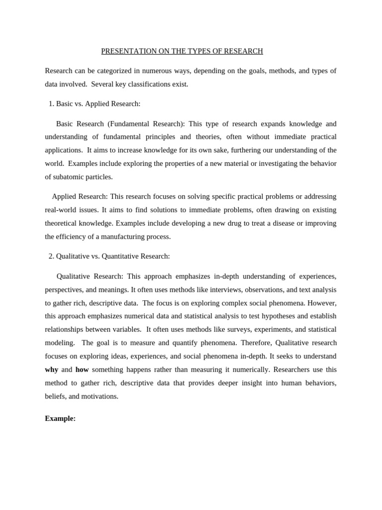 Presentation On The Types of Research | PDF | Quantitative Research ...