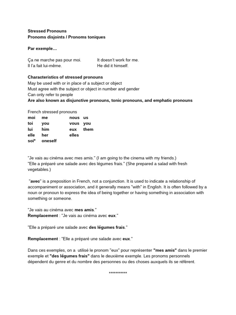 Pronoms disjoints en français | PDF