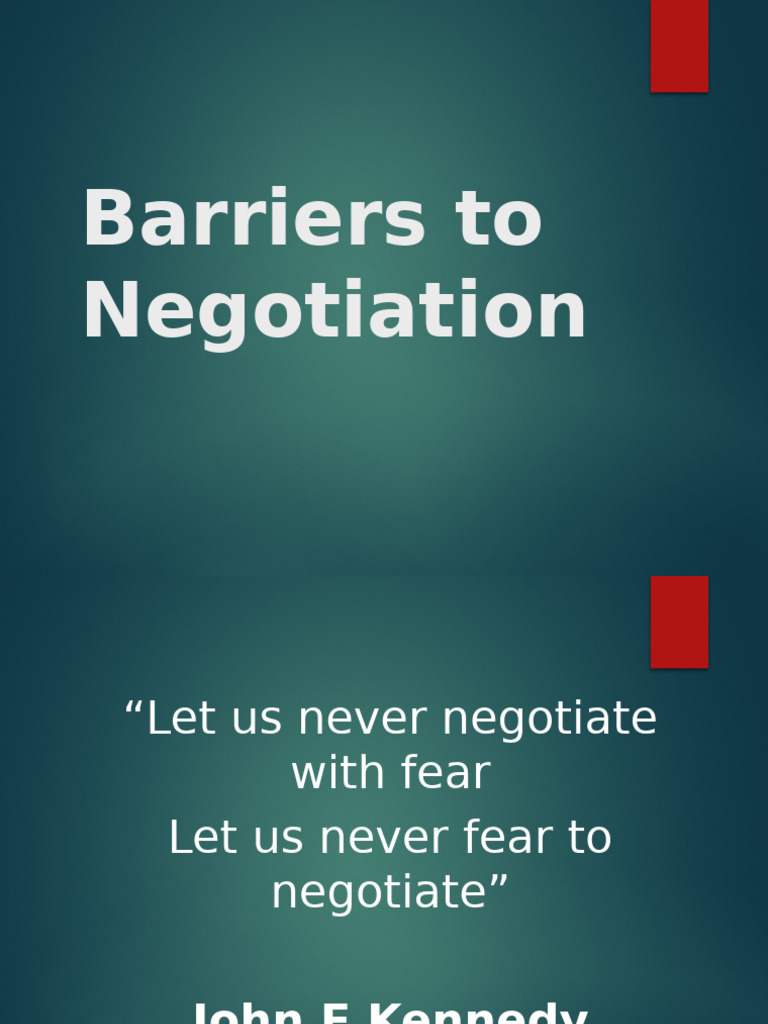 Barriers To Negotiation | PDF | Negotiation | Emotions