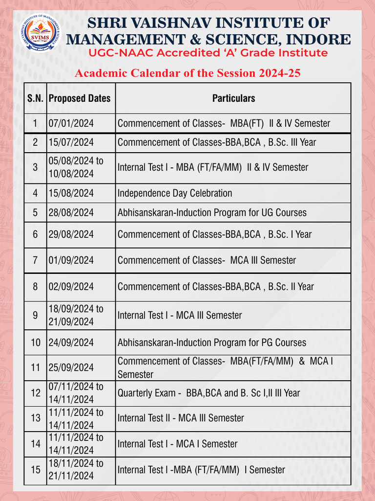 Academic Calendar 2024-25 Overview | PDF | Academic Term | Educational ...