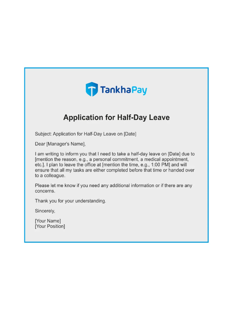 Application For Half Day Leave | PDF
