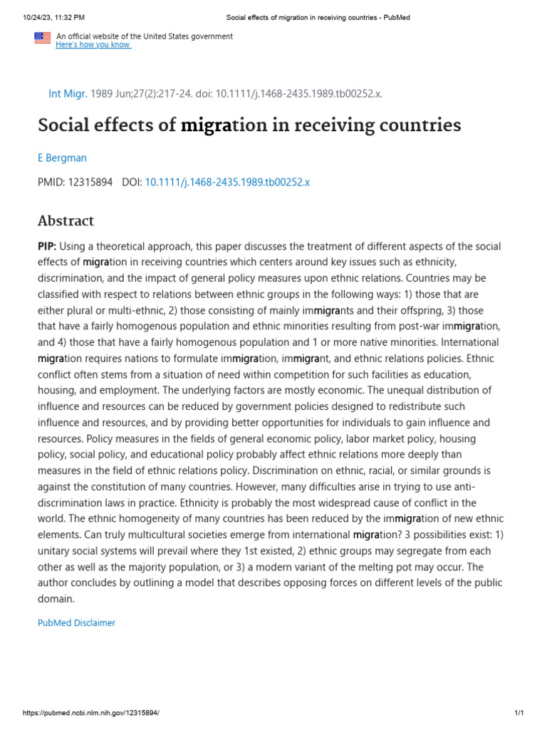 Social Effects of Migration Policies | PDF | Immigration | Policy