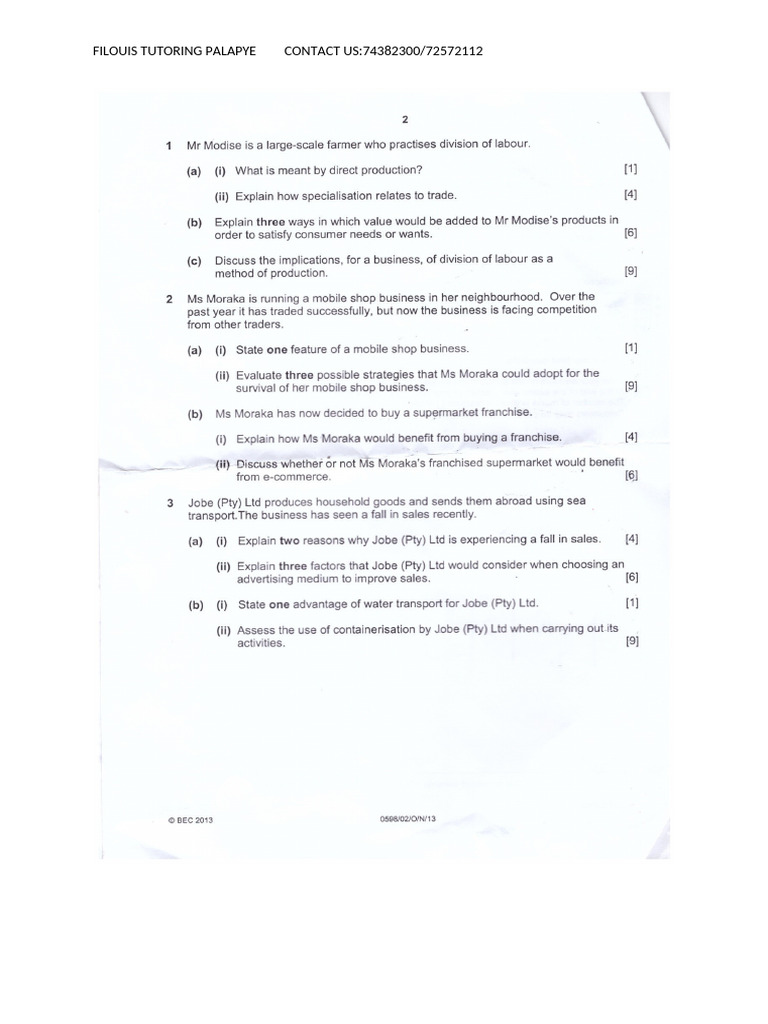 Commerce Pp2 2013 Paper | PDF