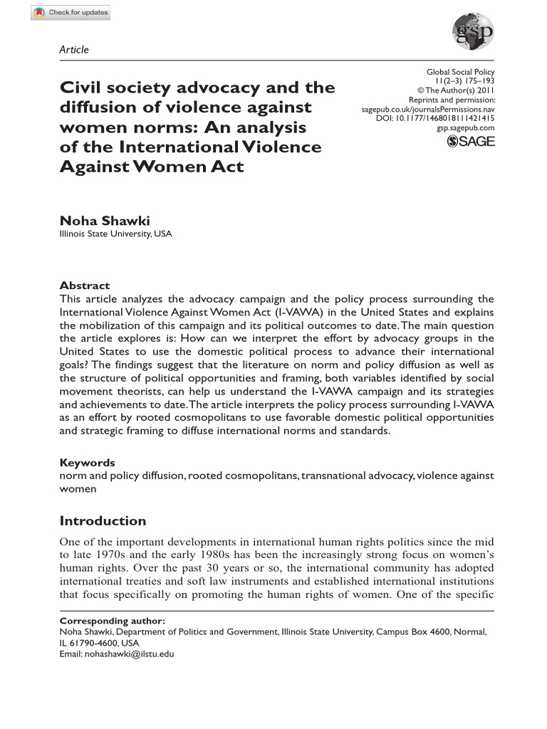 Shawki 2011 Civil Society Advocacy and The Diffusion of Violence ...
