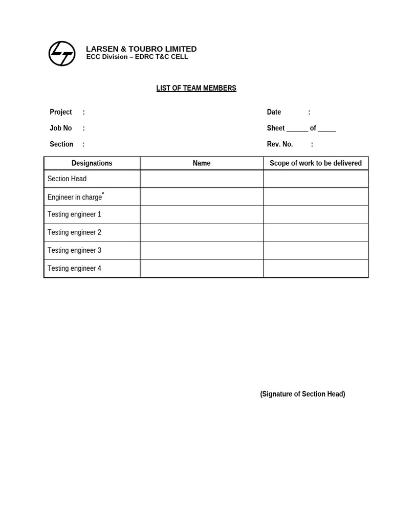 EDRC T&C Team Members List | PDF