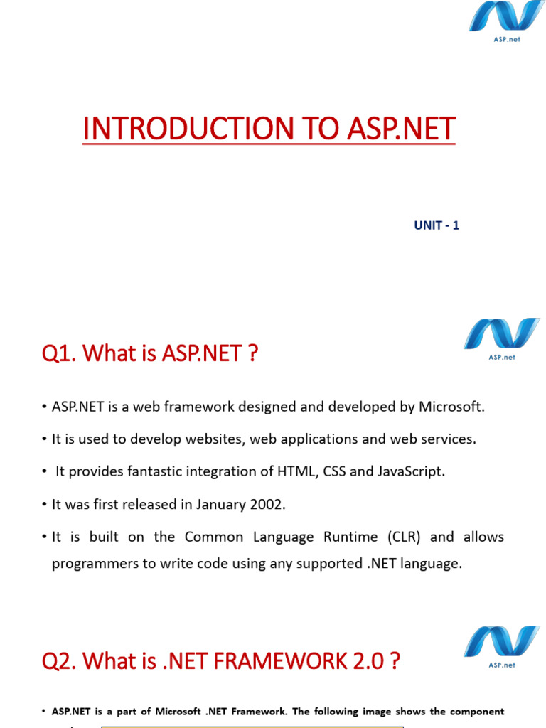 ASP.NET- UNIT-1 | PDF | Class (Computer Programming) | Language Integrated Query