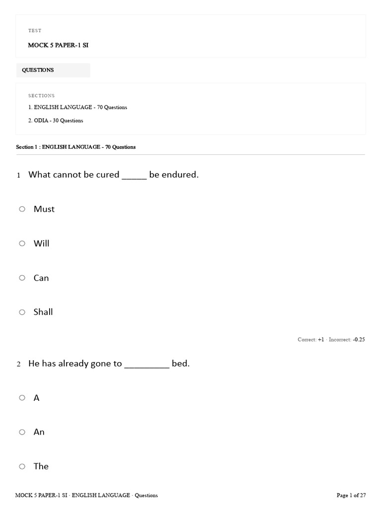 English Language Mock Test Questions | PDF | Paris (Mythology) | Helen ...