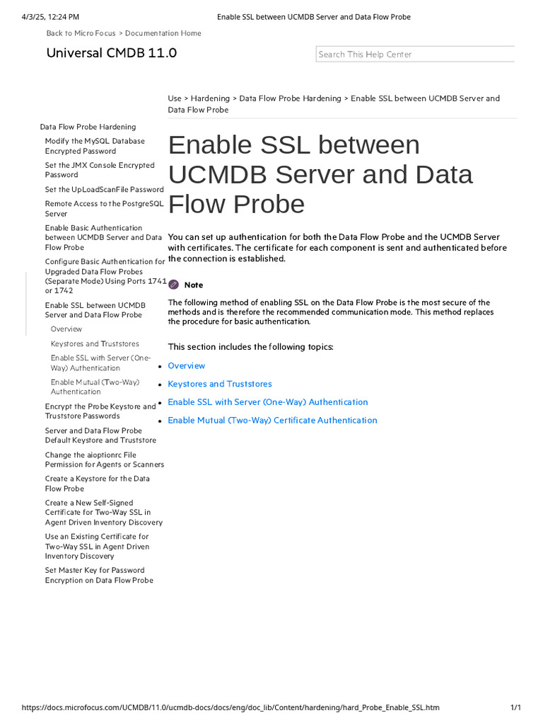 Enable SSL Between UCMDB Server and Data Flow Probe: Universal CMDB 11.0 | PDF | Transport Layer ...
