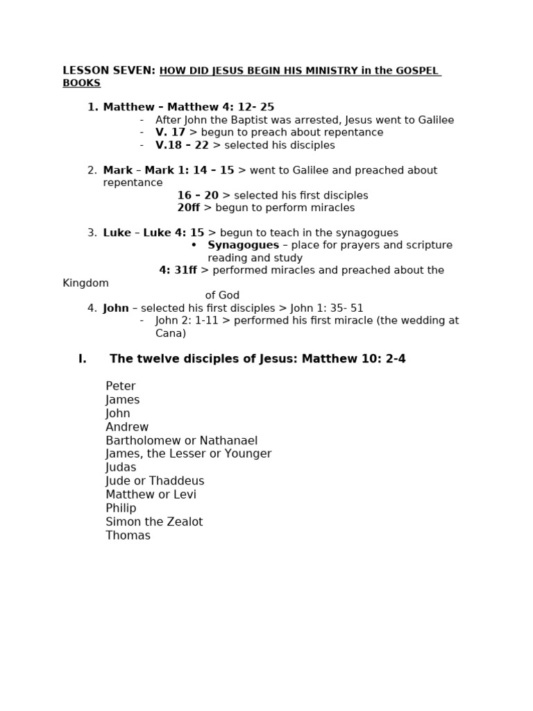 LESSON SEVEN HOW DID JESUS BEGIN HIS MINISTRY Revised | PDF
