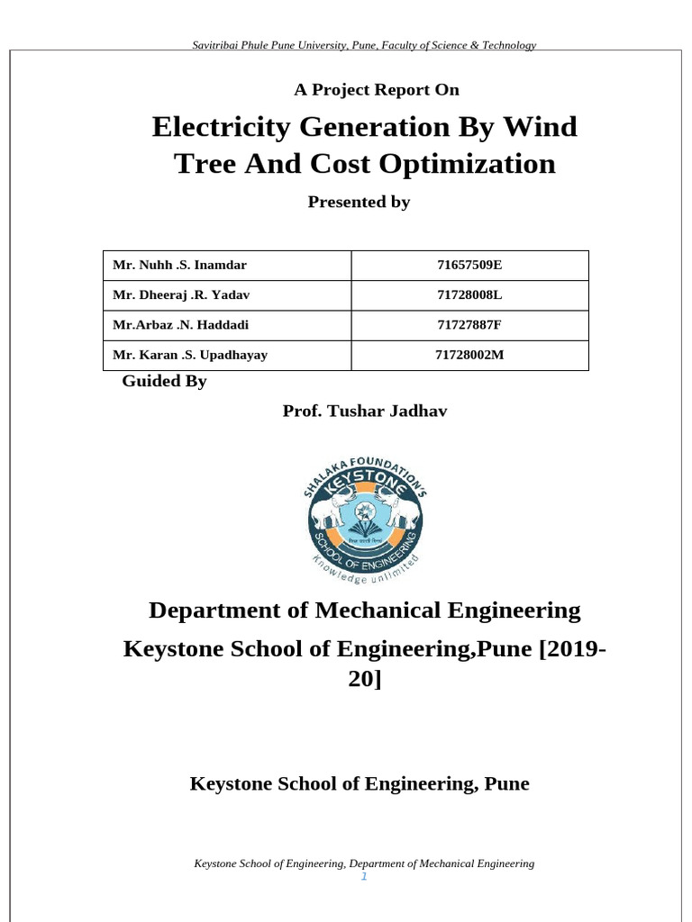 Template for Project Stage II Report-1 | PDF | Wind Turbine | Electric ...
