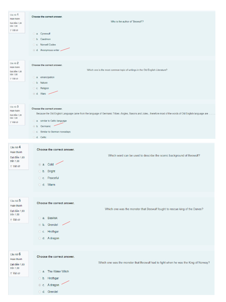 Văn Học Anh - Midterm 1 | PDF