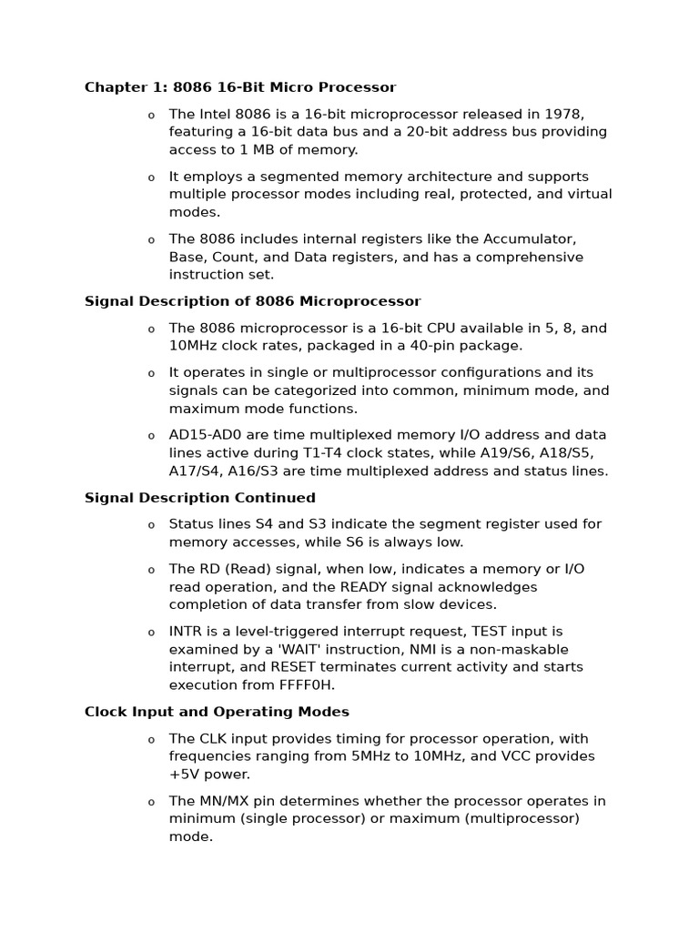 Intel 8086 Microprocessor Overview | PDF | Central Processing Unit ...