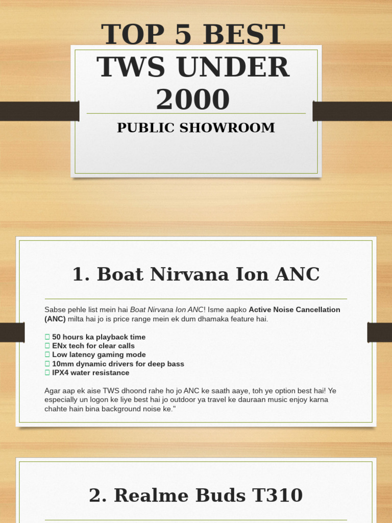 Top 5 TWS Under ₹2000 for 2025 | PDF | Consumer Electronics | Electronics