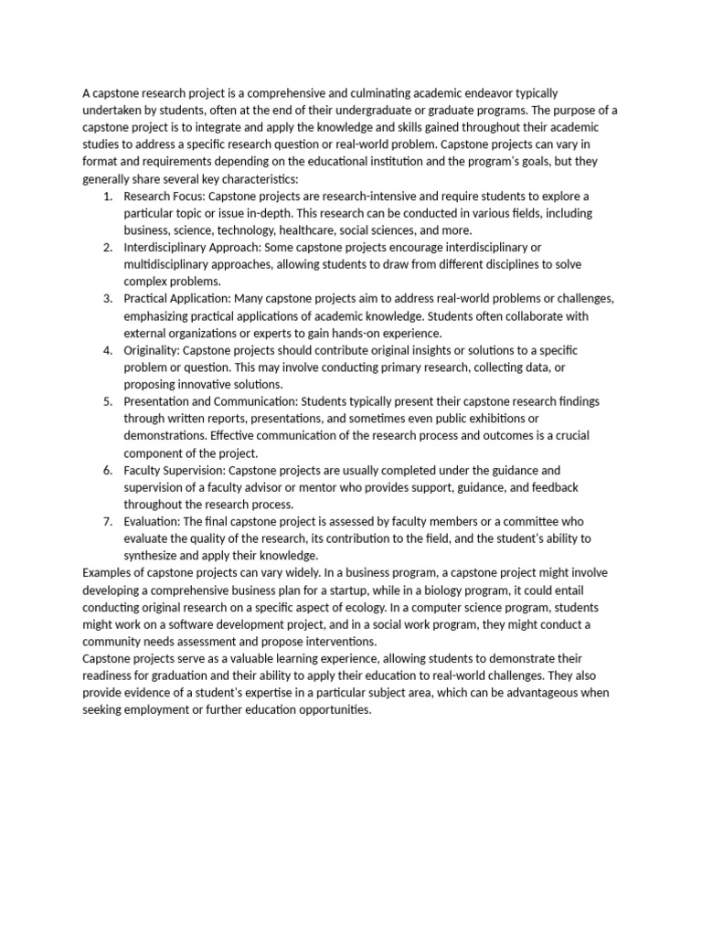 A Capstone Research Project Is A Comprehensive and Culminating Academic ...