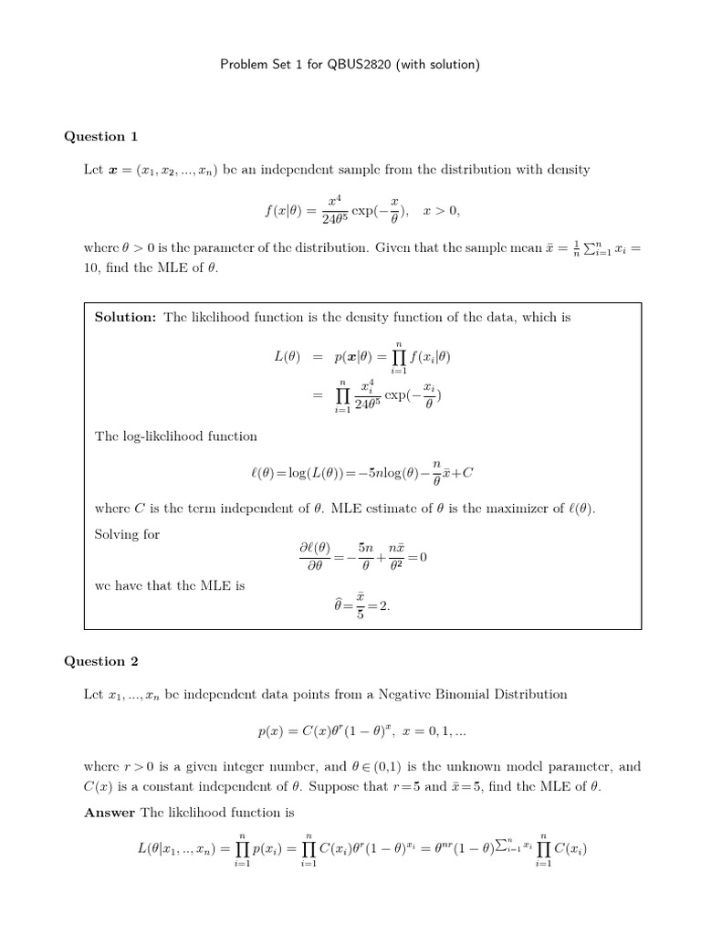 Problem Set 1 With Solution | PDF | Mathematical And Quantitative ...