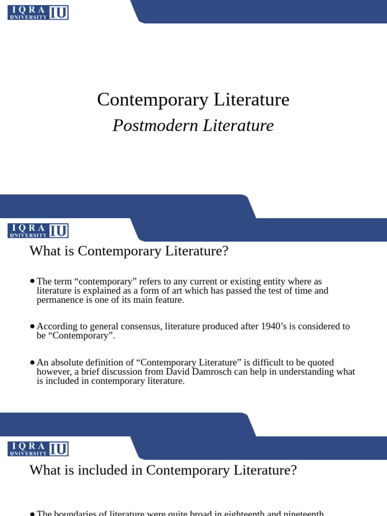 Lecture 14-Contemporary Literature (Edited) | PDF | Postmodernism | Writing