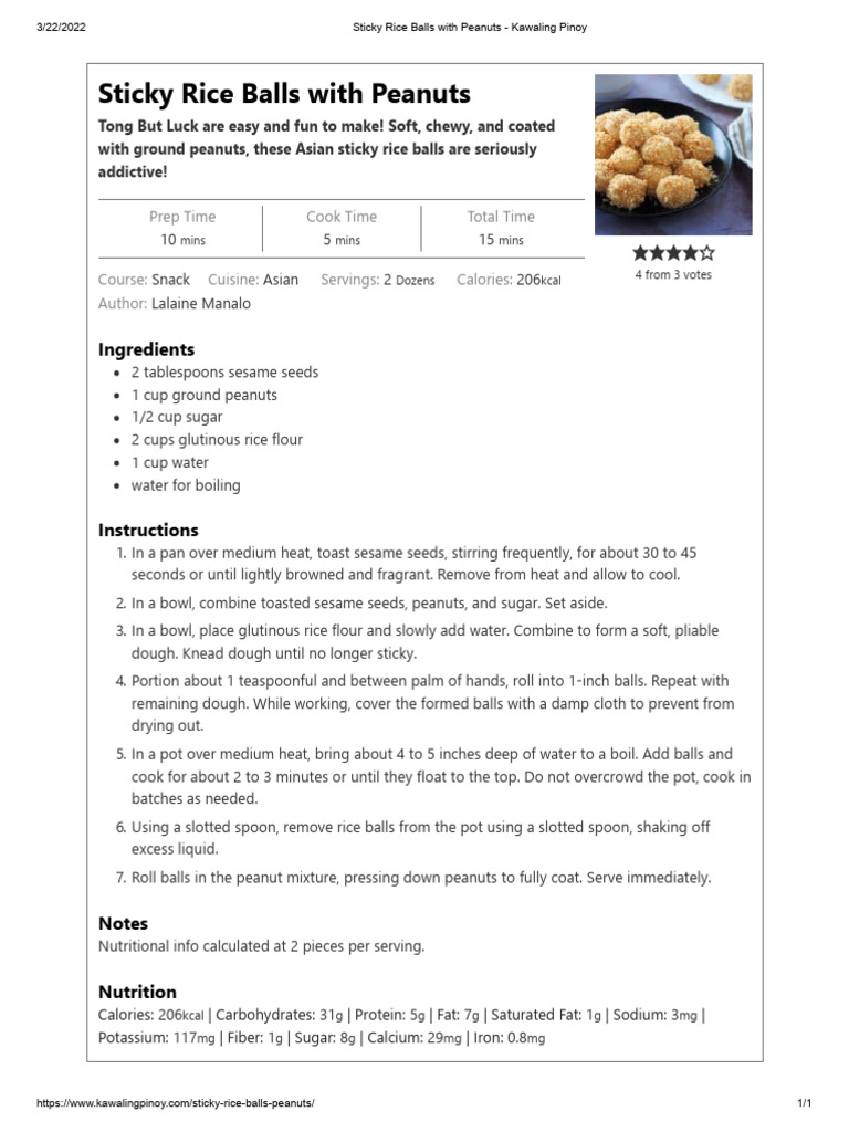 Sticky Rice Balls With Peanuts - Kawaling Pinoy | PDF | Peanuts | Cooking