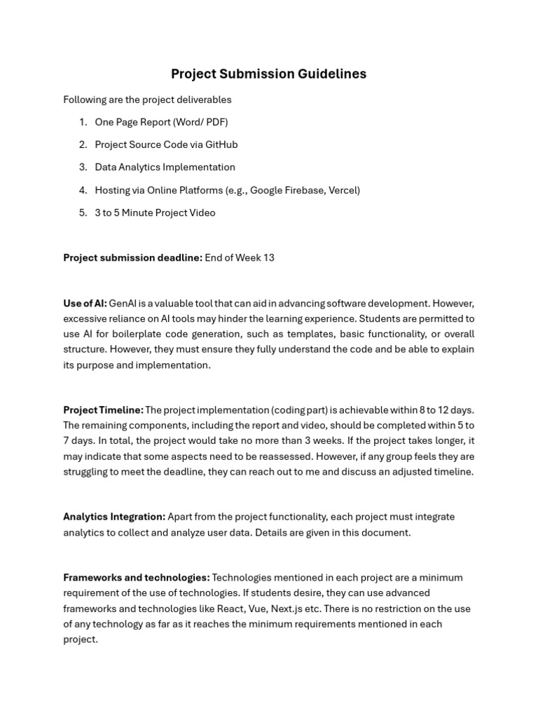 Project Submission Guidelines | PDF | Analytics | Mobile App