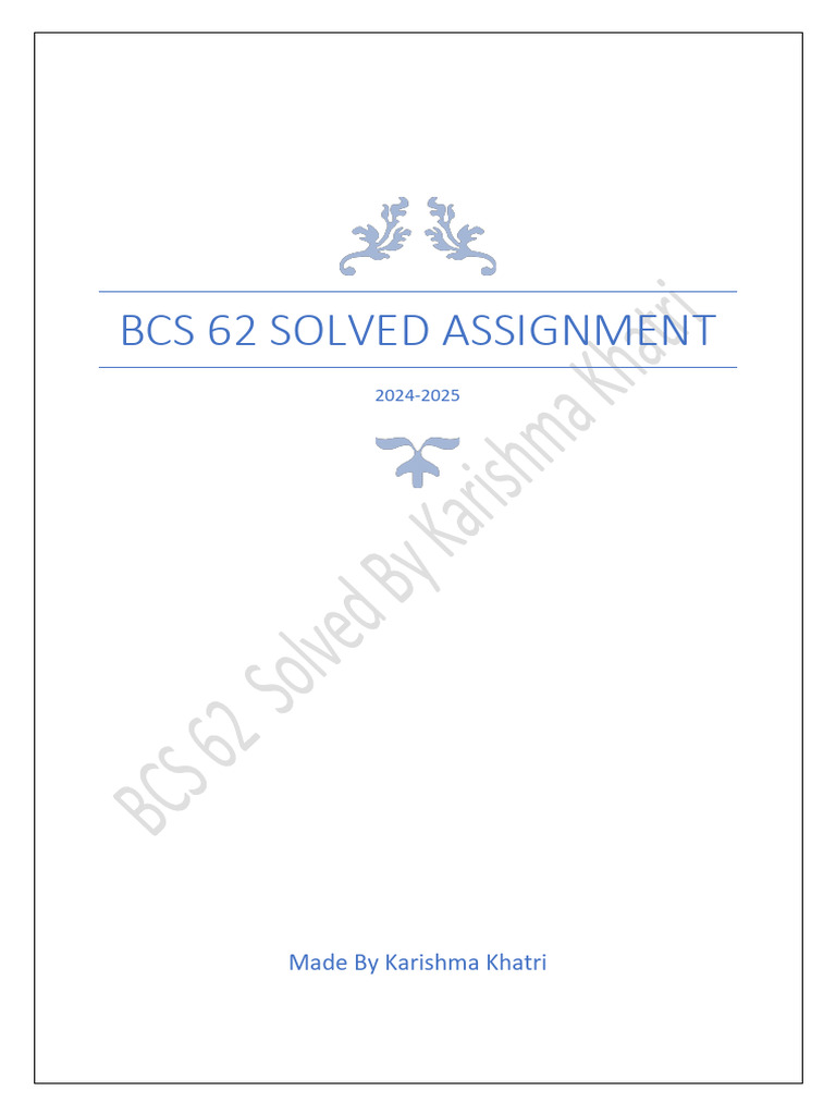 BCS 62 Solved Assignment | PDF | E Commerce | Popular Culture & Media Studies