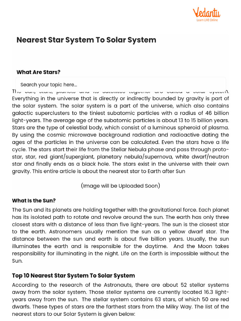 Nearest Star System To Solar System | PDF