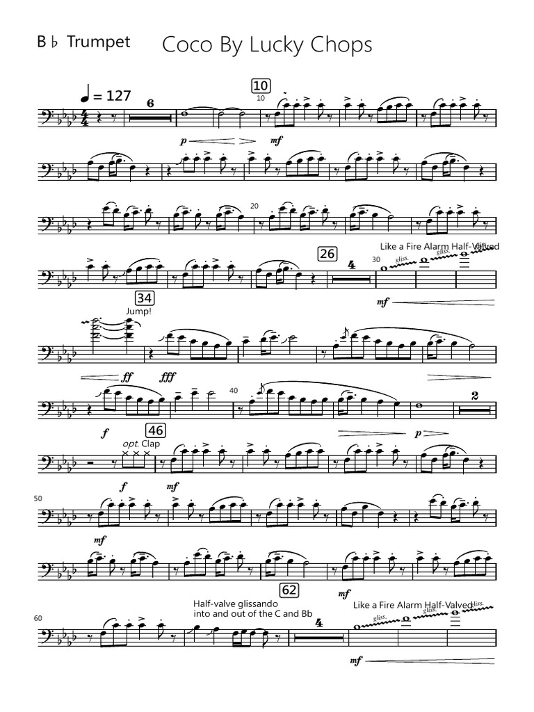 Coco by Lucky Chops Trumpet Sheet | PDF | Notation | Music Performance