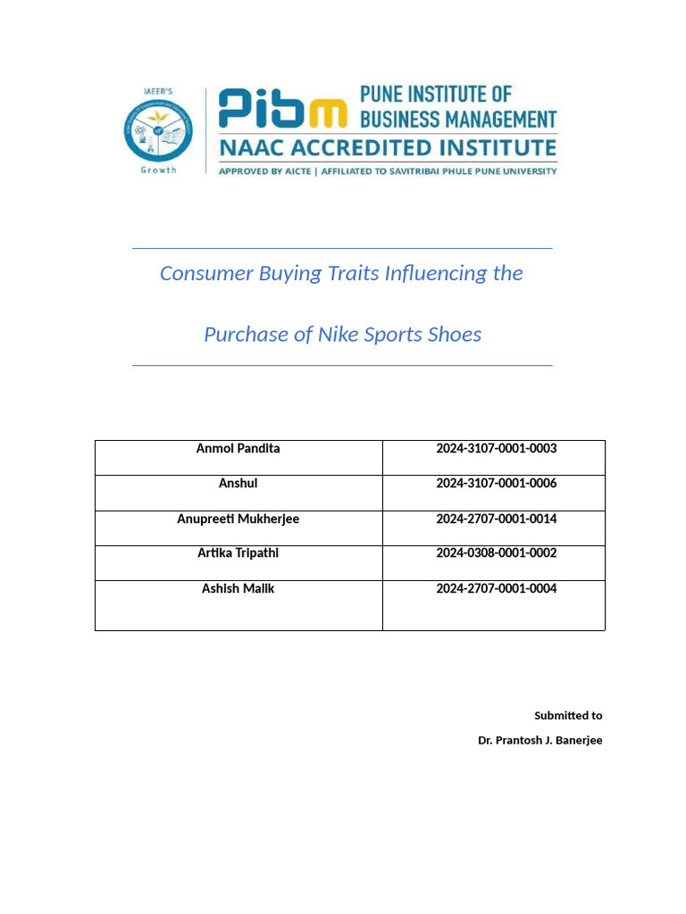 Nike Consumer Buying Traits Analysis | PDF | Survey Methodology ...